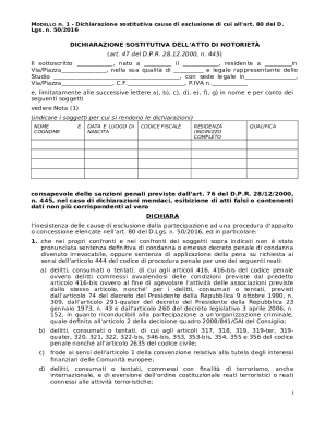 DICHIARAZIONE SOSTITUTIVA DI ATTO DI NOTORIETA ( Art. 47 D.P.R. 28 ...