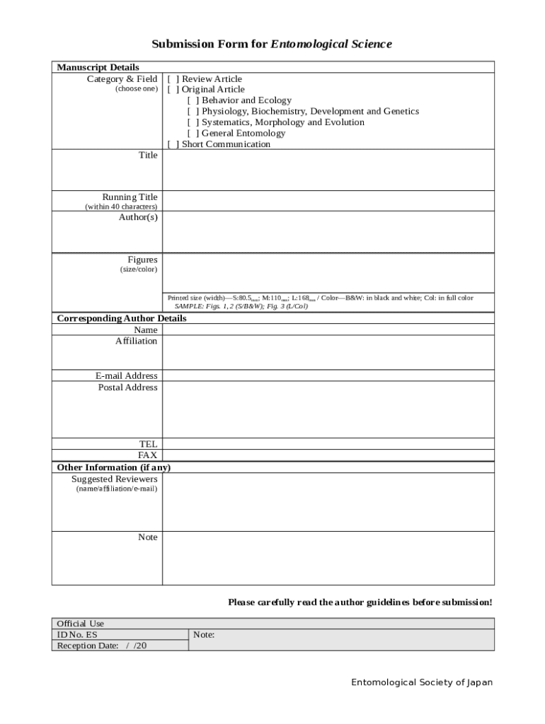 Entomological Science Submission Doc Template | pdfFiller
