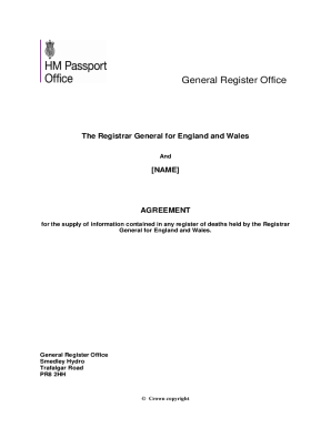 Fillable Online The Registrar General for England and Wales - GOV.UK Fax Email Print - pdfFiller
