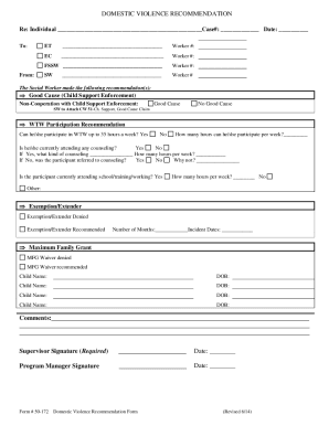 Fillable Online 50-172 DV Recommendation Form 6-14 Fax Email Print ...