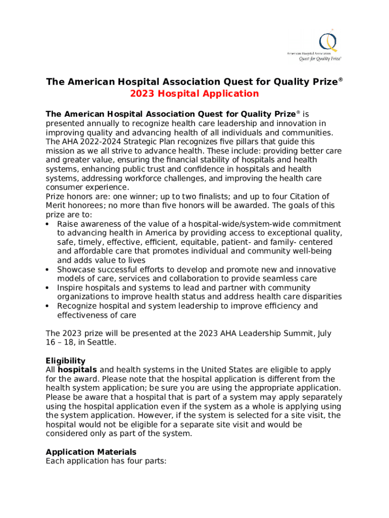 AHA Quest for Quality PrizeAHA - American Hospital Association Doc ...