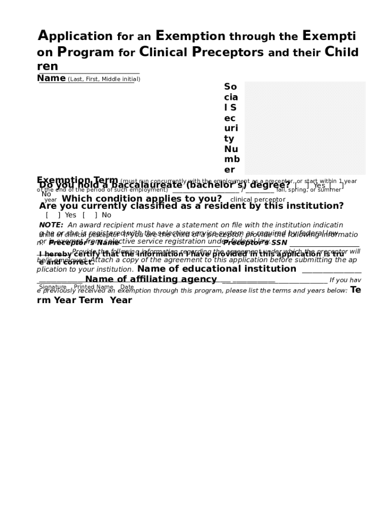 Application for a Tuition Exemption through Doc Template | pdfFiller