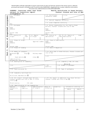 Fillable Online Model health certificate applicable to imports and ...