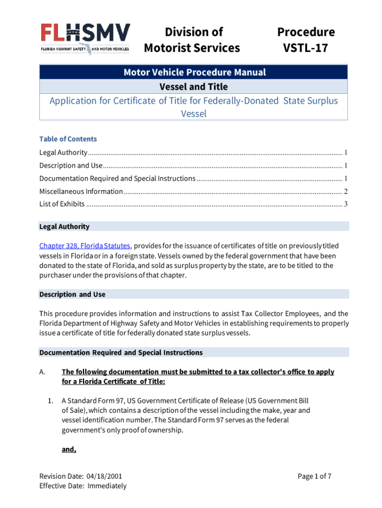 Fillable Online Division of Procedure Motorist Services VSTL-17 Fax ...