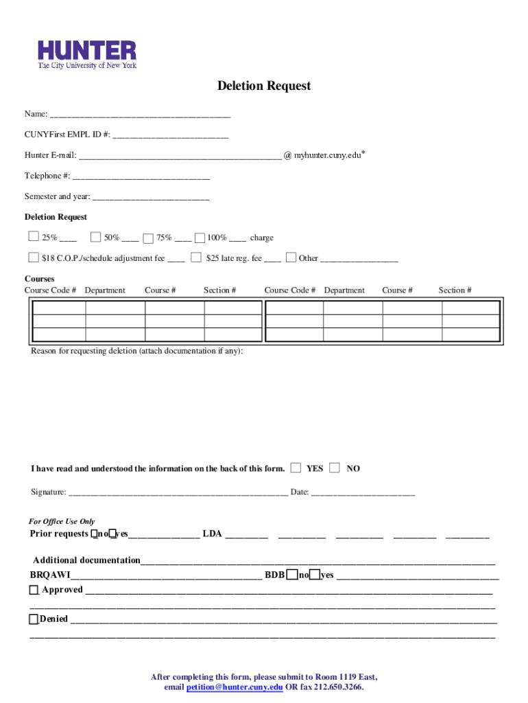 Fillable Online Course Deletion Request Form Fax Email Print - pdfFiller