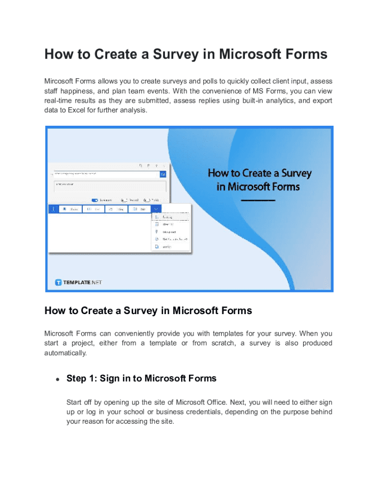 Fillable Online How To Create A Survey In Microsoft Forms Template 