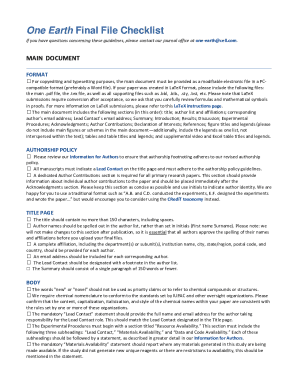 Fillable Online One Earth Final File Checklist - Cell Fax Email Print ...