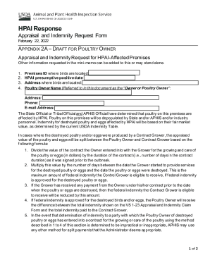 Fillable Online HPAI Response: Appendix 2A - Draft for Poultry Owner ...