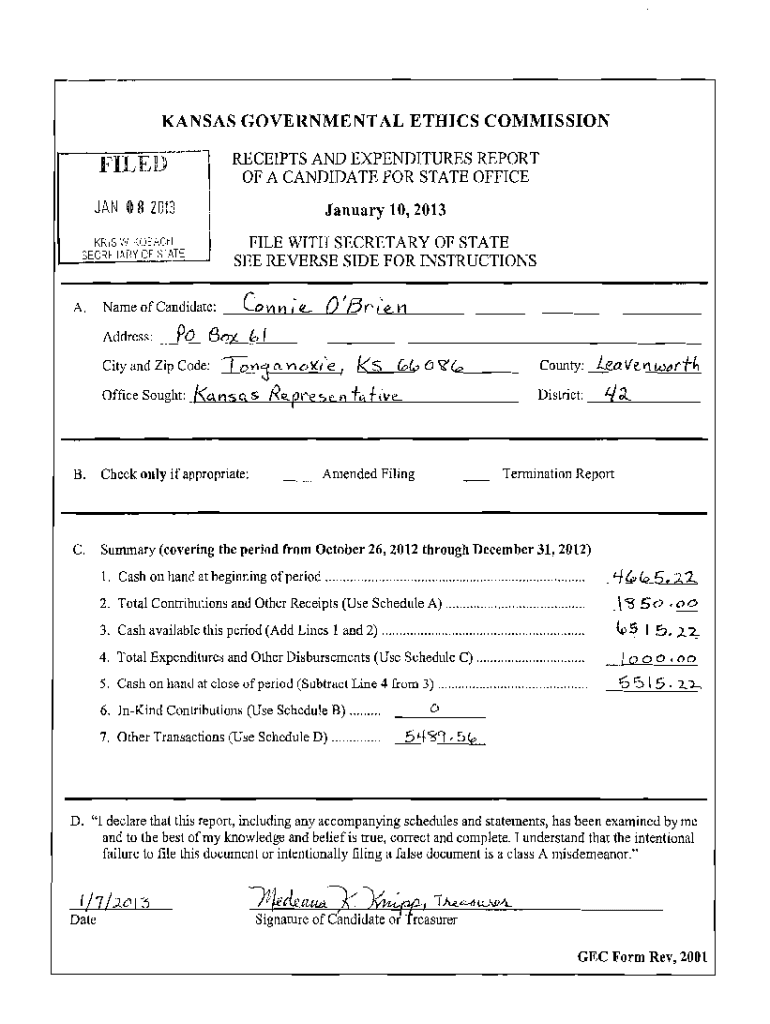 Fillable Online ethics ks Po Bat Fax Email Print - pdfFiller