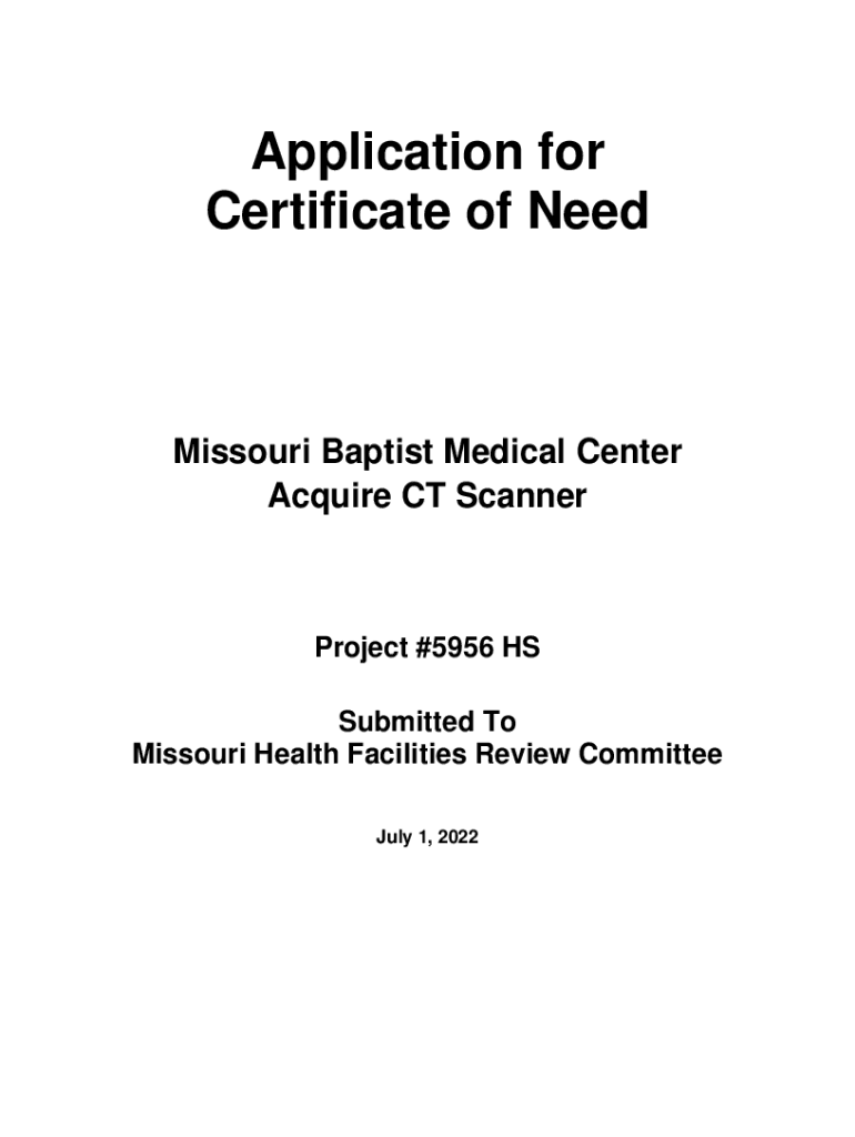 Fillable Online health mo PDF Certificate of Need (CON) - Missouri ...