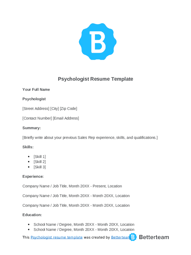 How To Create a Psychology Resume (With Example and Template) Doc ...