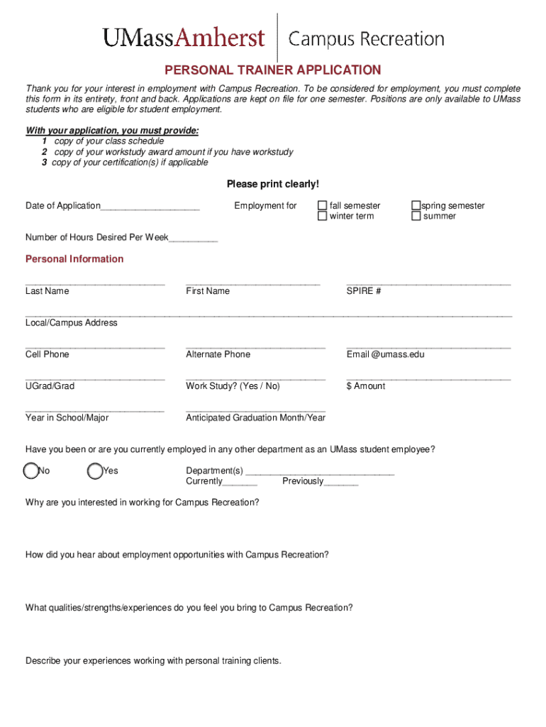 Fillable Online Recreation and Sports Cover Letter / Job Application ...