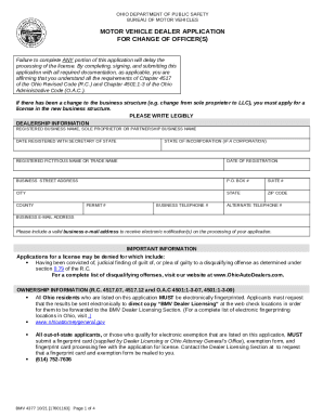 OHIO DEPARTMENT OF PUBLIC SAFETY BUREAU OF MOTOR VEHICLES POWER OF ...