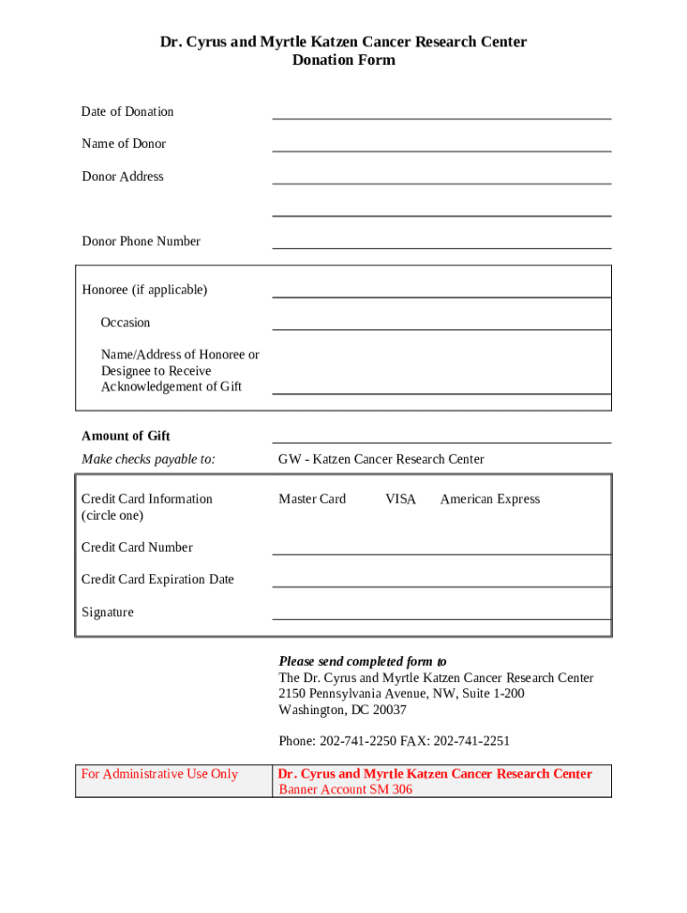 Dr. Cyrus and Myrtle Katzen Cancer Research Center Donation Doc ...