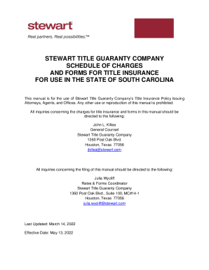 Fillable Online STEWART TITLE GUARANTY COMPANY SCHEDULE OF CHARGES AND ...