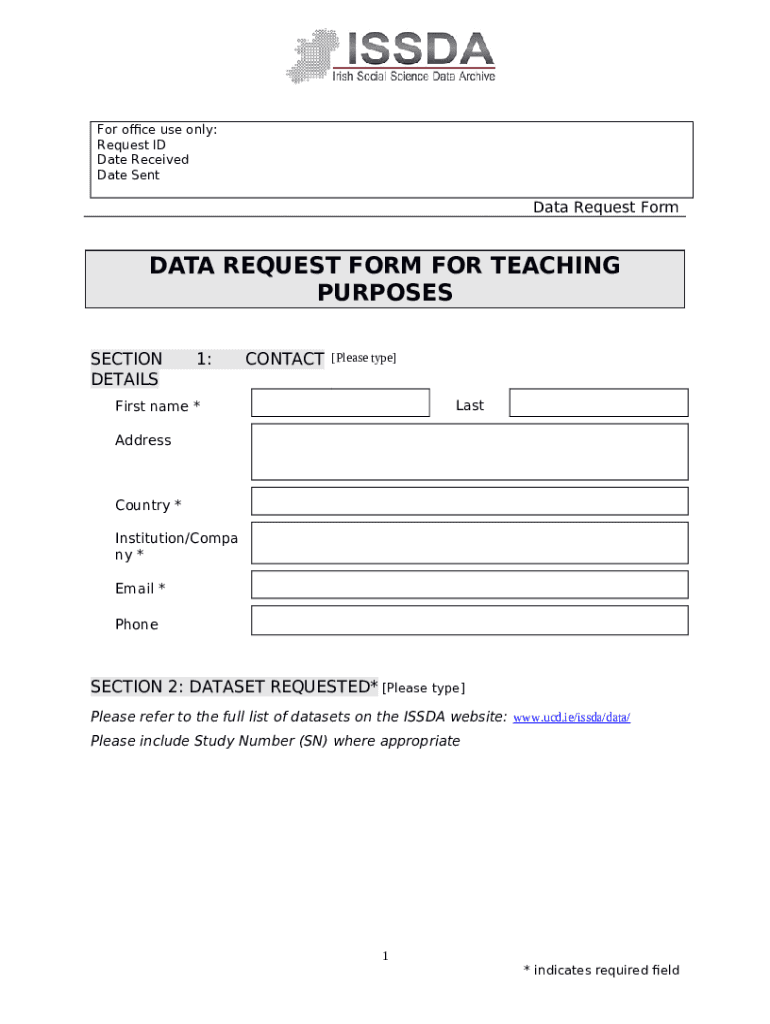 ISSDA Datasets in ISSDA - University College Dublin Doc Template | pdfFiller