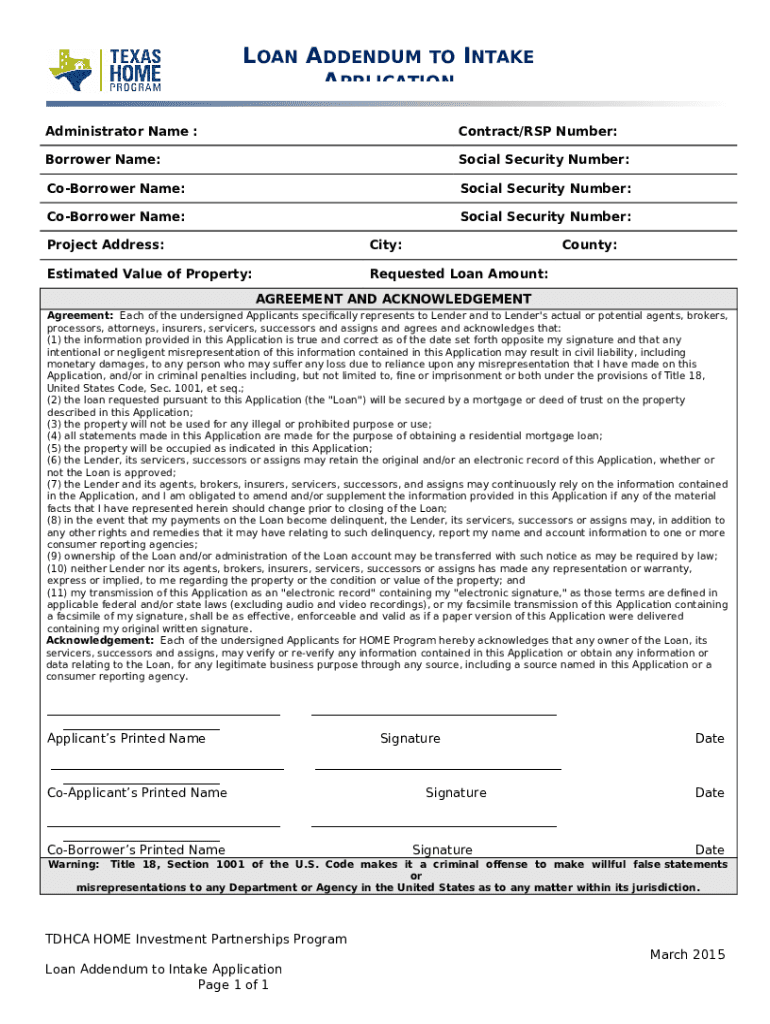 Loan Addendum to Intake Application - tdhca.state.tx.us Doc Template ...