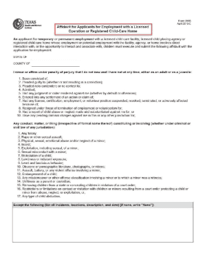 Fillable Online Form 2985, Affidavit for Applicants for Employment with ...