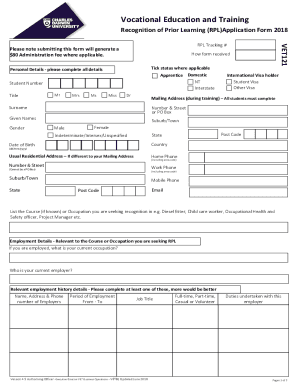 Fillable Online Recognition of Prior Learning (RPL)Application Form ...