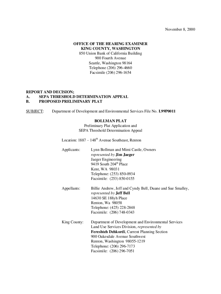 Fillable Online Bollman Plat, Lynn Bollman, Billie Andrew, et al ...