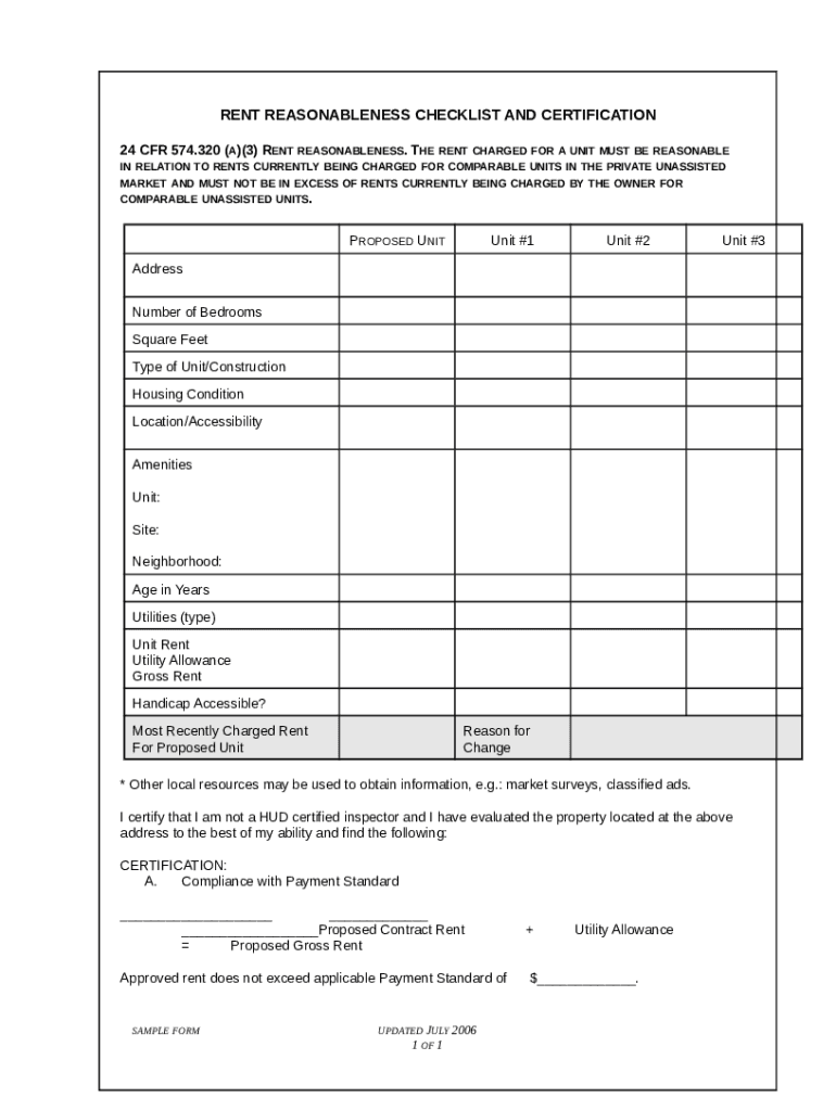 Rent Reasonableness Worksheet - Fill Online, Printable, , Blank ... Doc ...