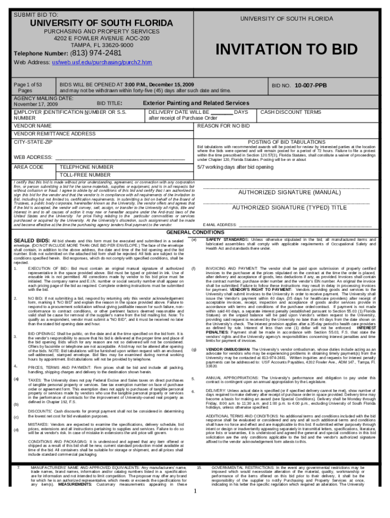usfweb2.usf.eduBidsbid webSUBMIT BID TO - University of South Florida - usfweb2 usf Doc Template ...