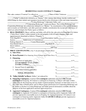 Fillable Online Free Virginia Residential Purchase and Sale Agreement ...