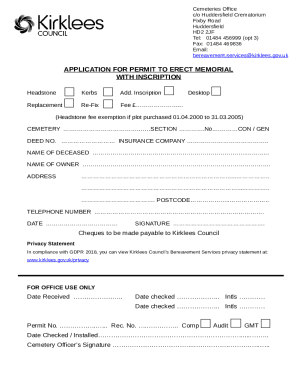 Memorial Permit . Memorial Permit Doc Template | pdfFiller