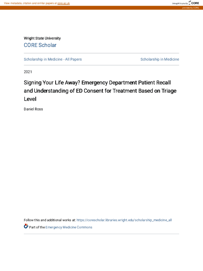 Fillable Online Signing Your Life Away? Emergency Department Patient ...
