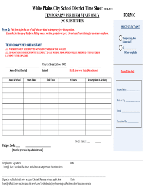 Fillable Online White Plains Public Schools TIME SHEET Fax Email Print ...