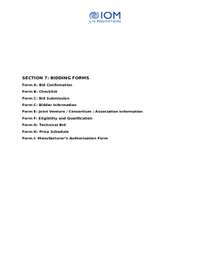 SECTION 7: BIDDING S - IOM, UN Migration Doc Template | pdfFiller