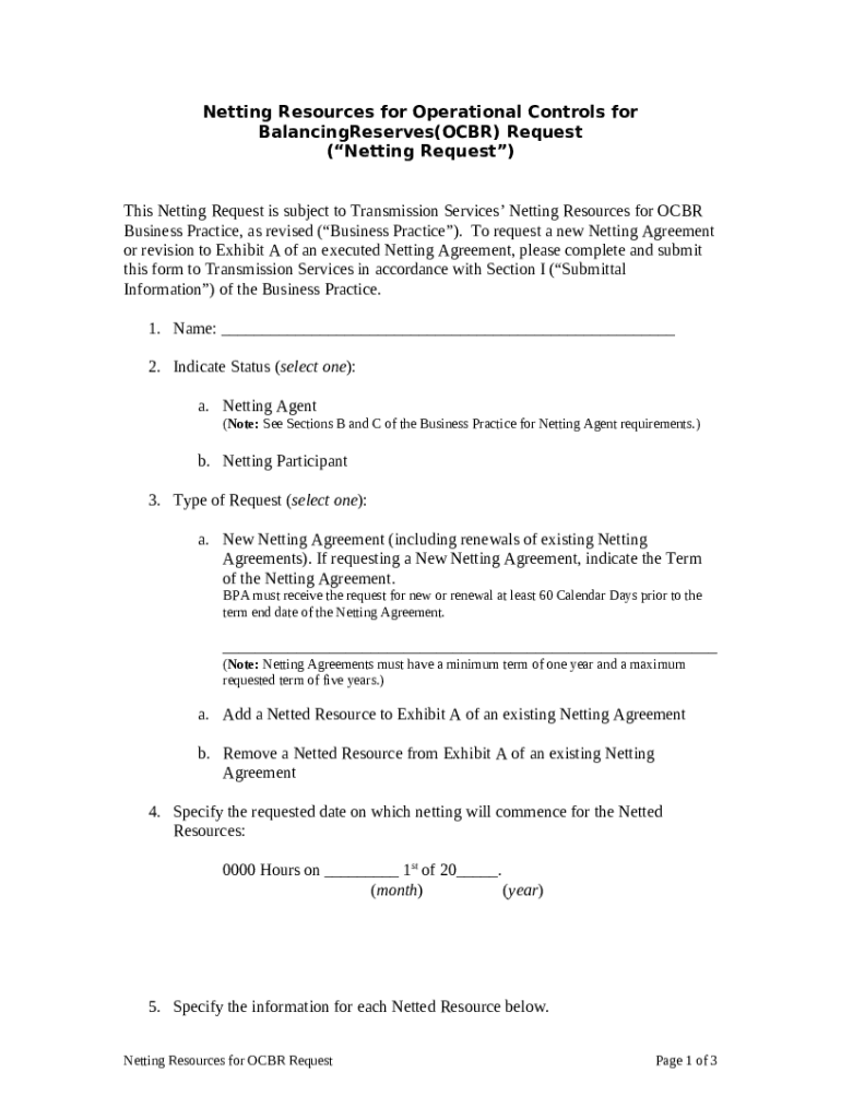 Netting Resources for OCBR Request - bpa.gov Doc Template | pdfFiller