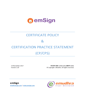 Fillable Online Certification practice statement (CPS). Version 2.2 Fax ...