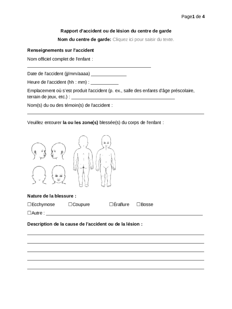 Childcare Accident Report Form - Modèle vierge à remplir | Remplir ...