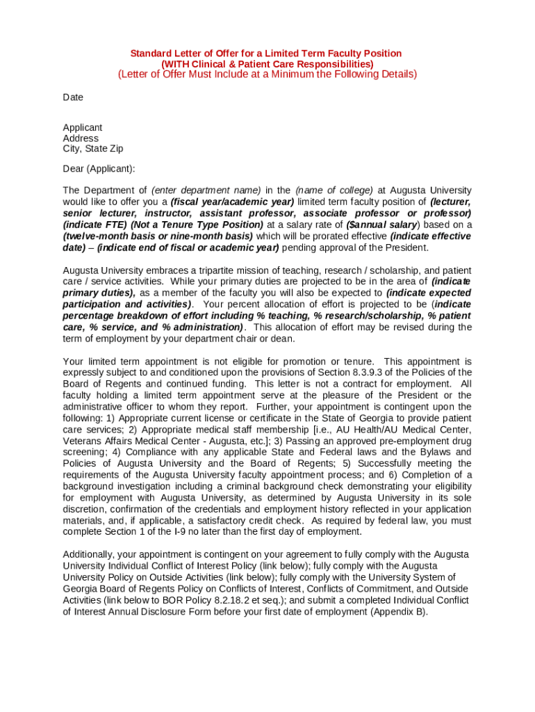  Letter Of Offer Must Include At A Minimum The Following Details Doc Template PdfFiller