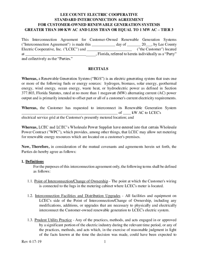 Fillable Online fl-homestead.civicplus.comDocumentCenterViewStandard Interconnection Agreement ...