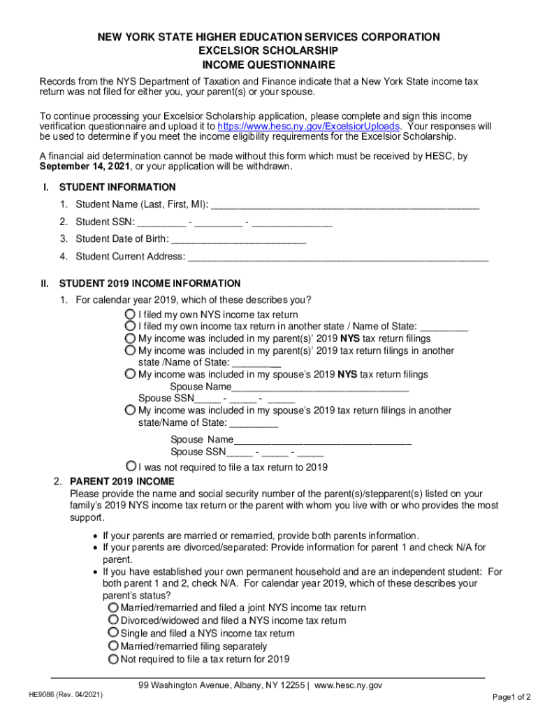 Fillable Online NEW YORK STATE HIGHER EDUCATION SERVICES CORPORATION ... Fax Email Print - pdfFiller