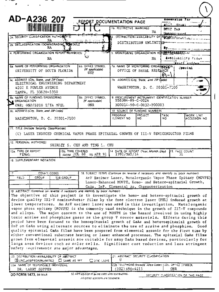 Fillable Online And Report Documentation Page OMB No. 0704-0188 - apps ...