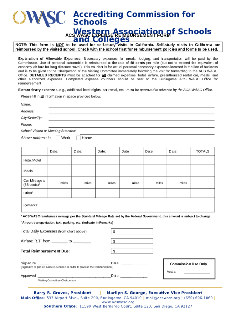 www.pdffiller.com422527765--ACS-WASC-EXPENSEACS WASC EXPENSE REIMBURSEMENT Doc TemplatepdfFiller ...