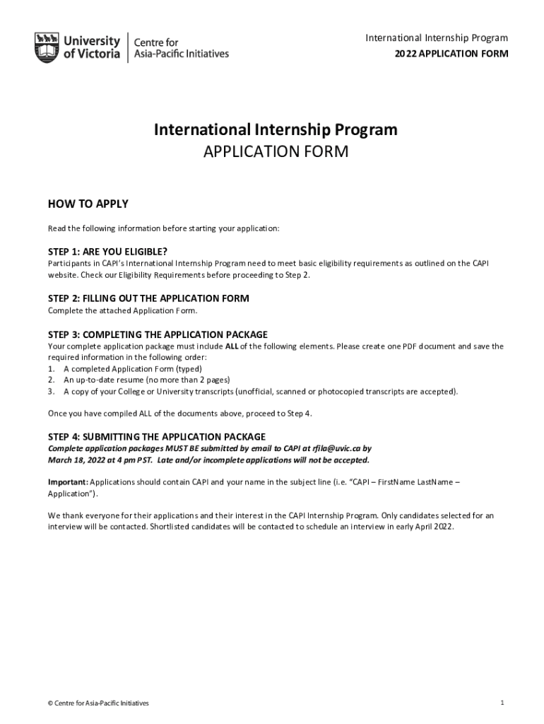 Fillable Online International Internship Program APPLICATION FORM Fax Email Print - pdfFiller