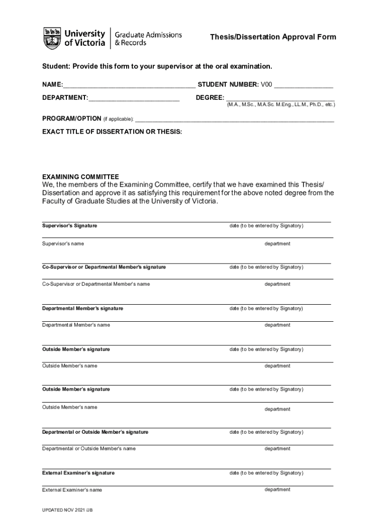Fillable Online RESEARCH PROPOSAL APPROVAL FORM FOR THESIS, DISSERTATION, OR RECORD OF ... Fax ...