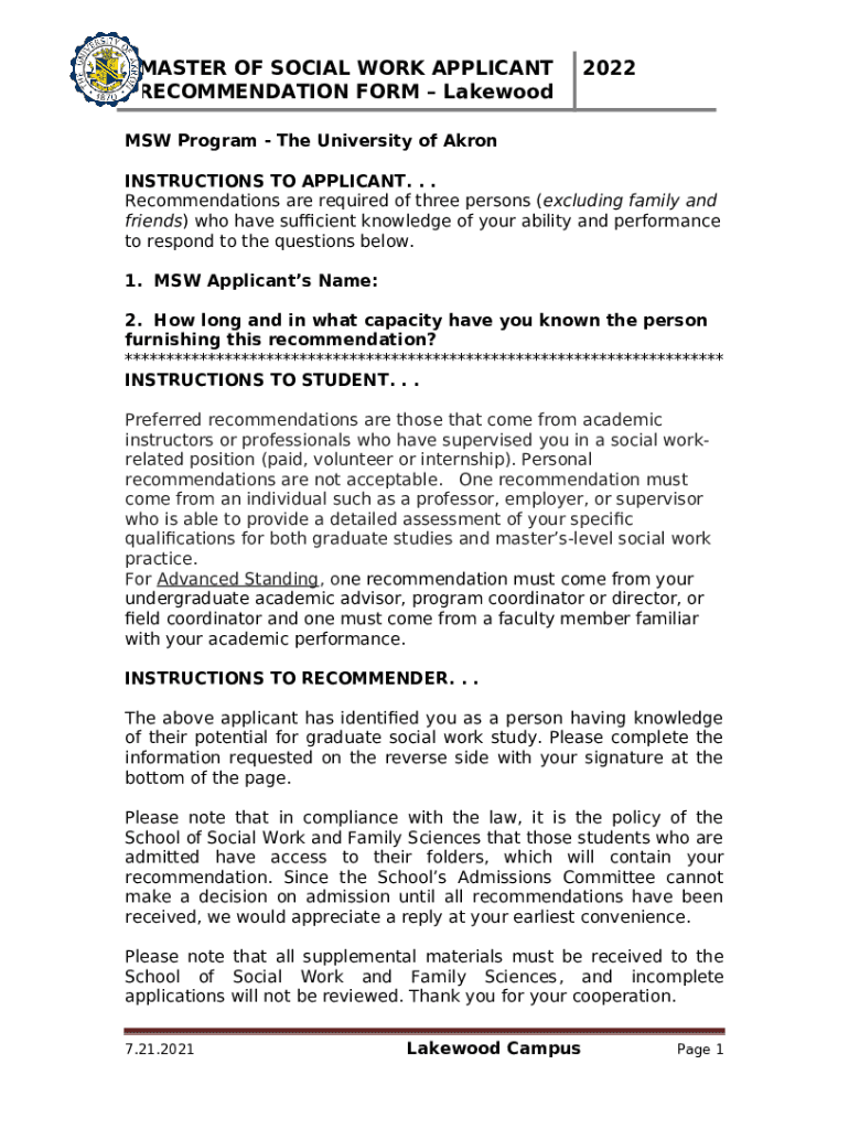 APPLICANT RECOMMENDATION Doc Template | pdfFiller