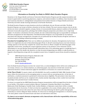 Fillable Online OHSU Body Donation Consent and Enrollment Form Fax ...