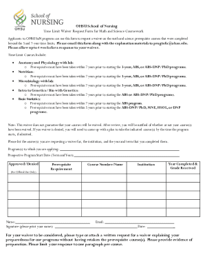 Fillable Online OHSU School of Nursing Time Limit Waiver Request Form ...