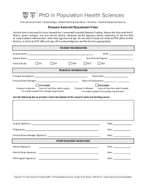 Fillable Online Research Assistant Requirement Form Fax Email Print - pdfFiller