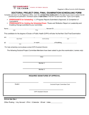 Fillable Online doctoral project oral final examination scheduling form Fax Email Print - pdfFiller