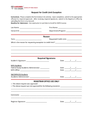 Fillable Online Request for Credit Limit Exception. Request for Credit ...