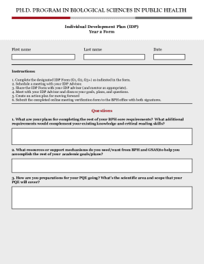 Fillable Online Individual Development Plan (IDP) Year 2 Form Fax Email ...