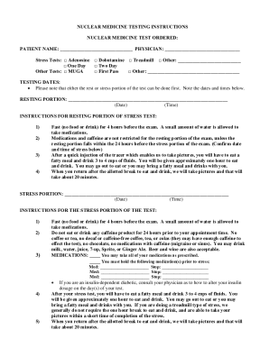 Fillable Online Pharmacological Nuclear Stress Test - Cleveland ...