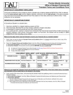 Fillable Online Transient Terms and Conditions Office of Student ...